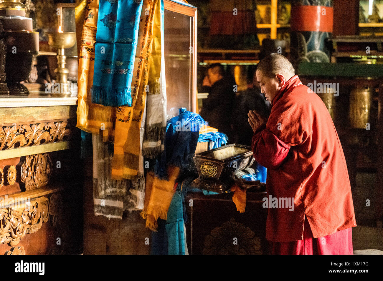 Morning chants and prayers at Buddhist Temple in Ulaanbaatar, Mongolia ...