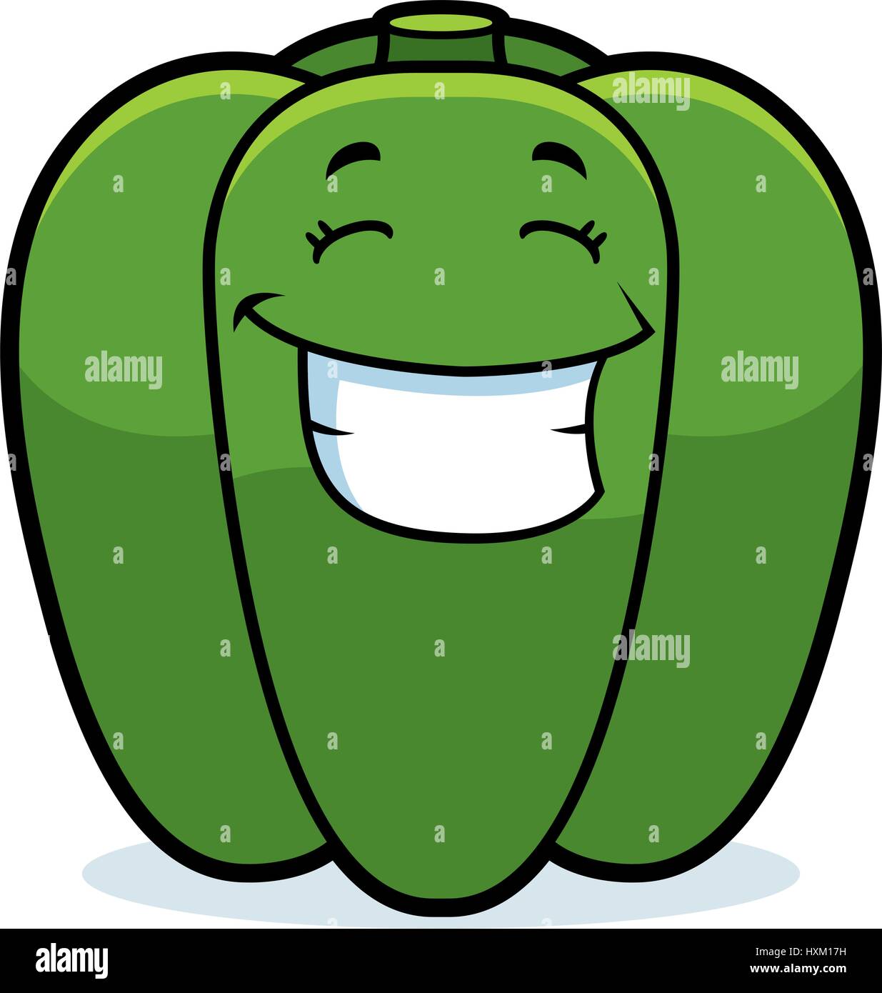 A cartoon illustration of a green bell pepper smiling and happy Stock ...