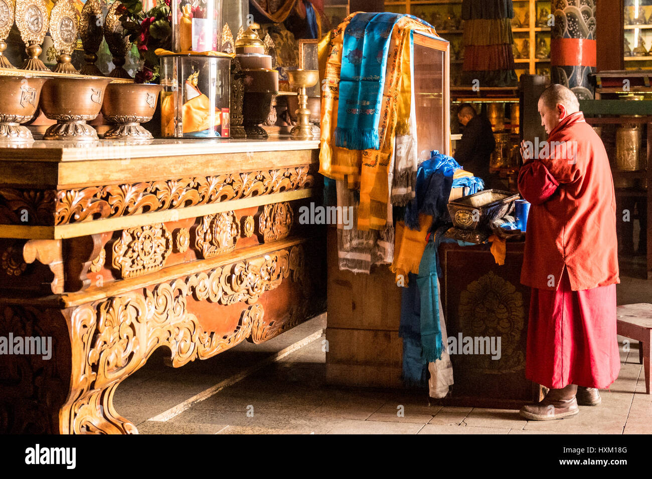 Morning chants and prayers at Buddhist Temple in Ulaanbaatar, Mongolia ...