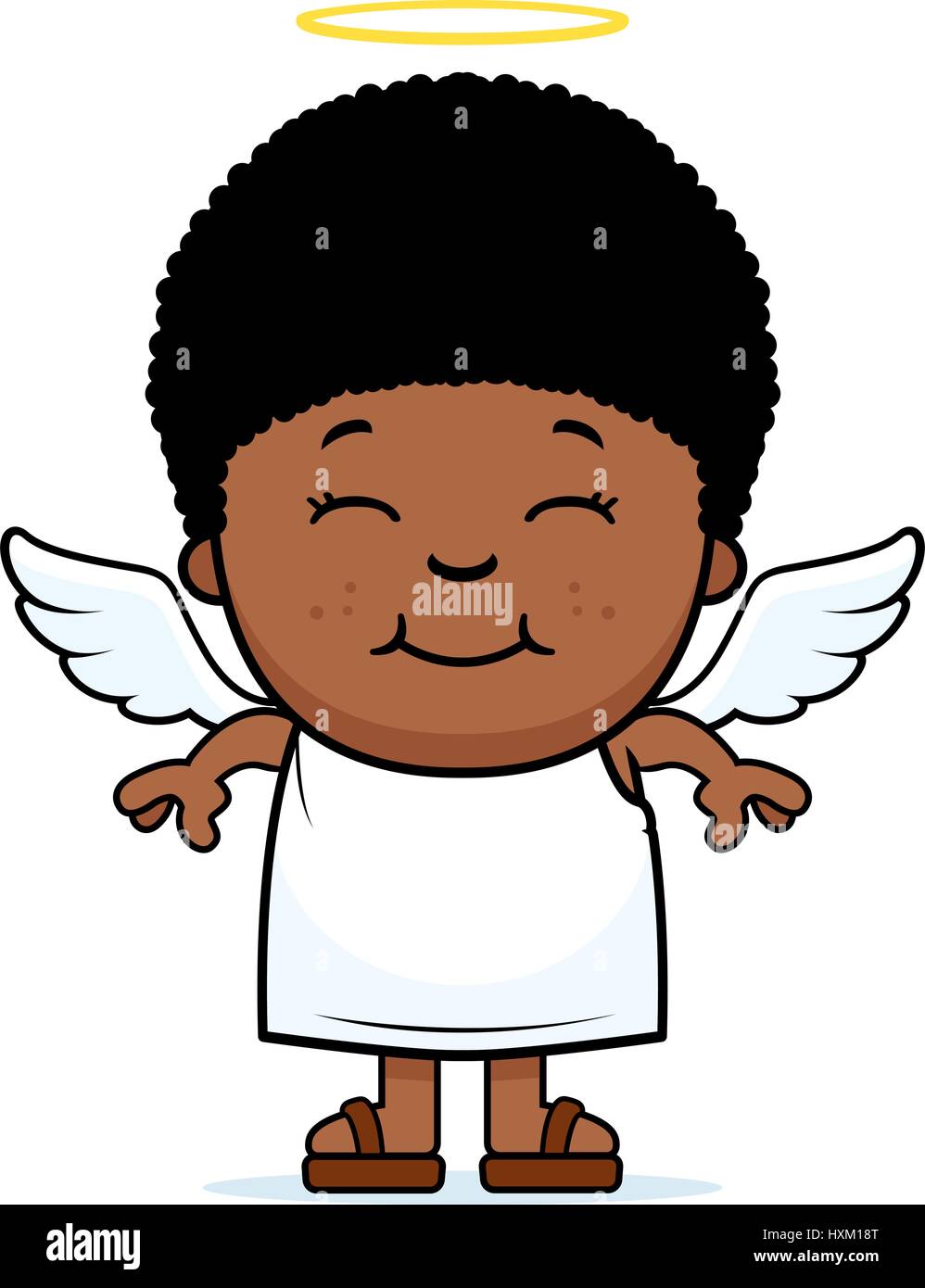 A cartoon illustration of a boy angel standing and smiling Stock Vector ...