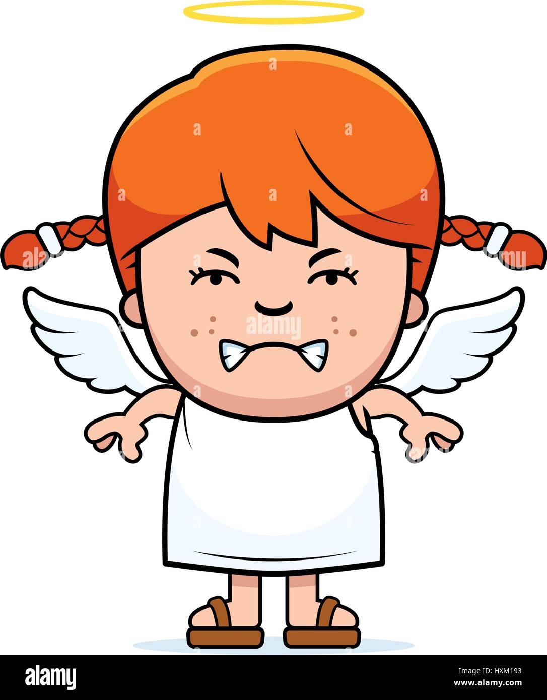 A cartoon illustration of a angel girl with an angry expression Stock ...