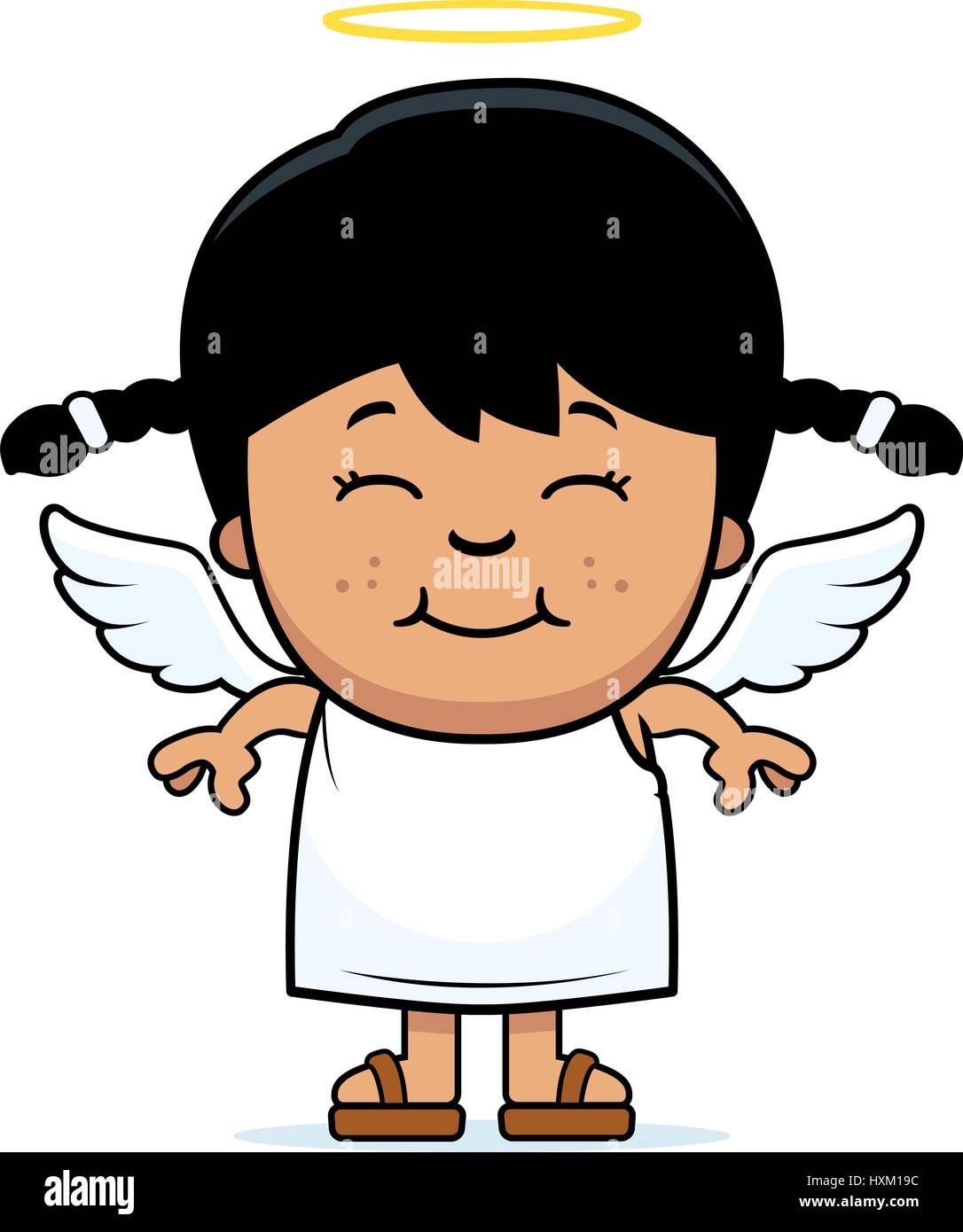 A cartoon illustration of a girl angel standing and smiling Stock ...