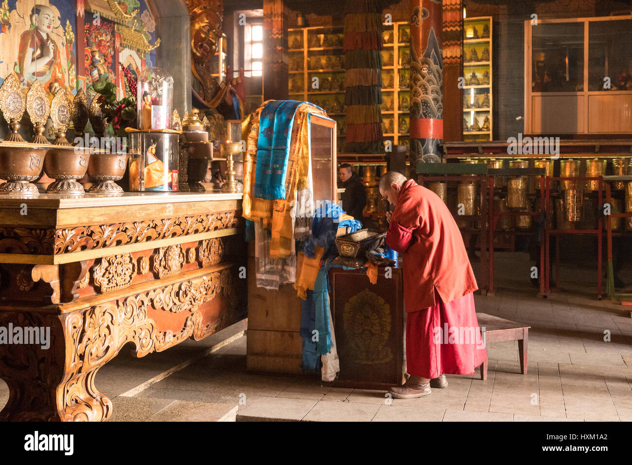 Morning chants and prayers at Buddhist Temple in Ulaanbaatar, Mongolia ...