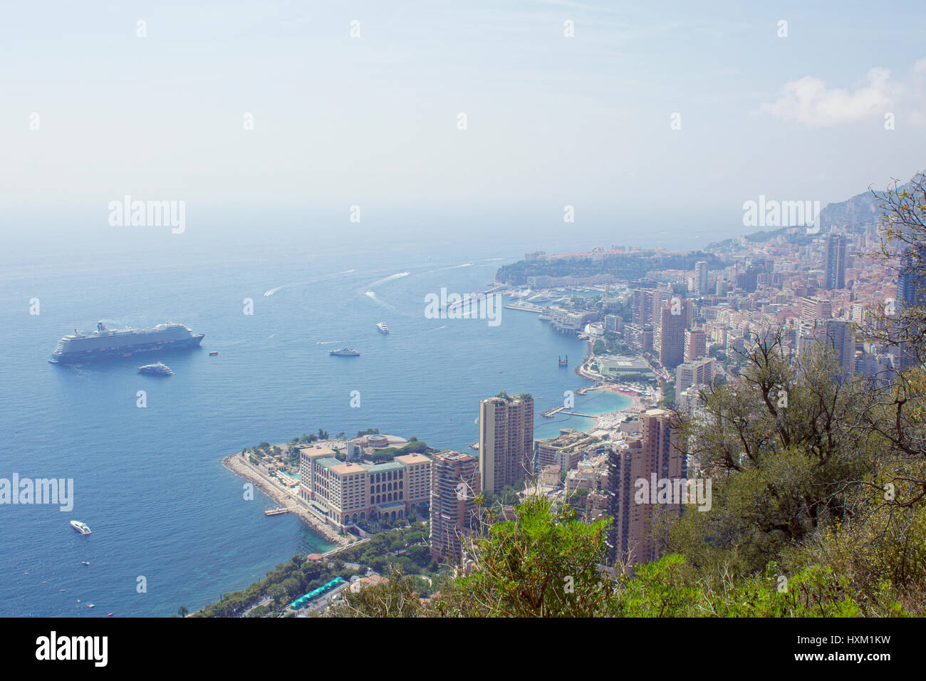 Monaco, Monte-Carlo: top view of the city with the harbor bay, luxury ...