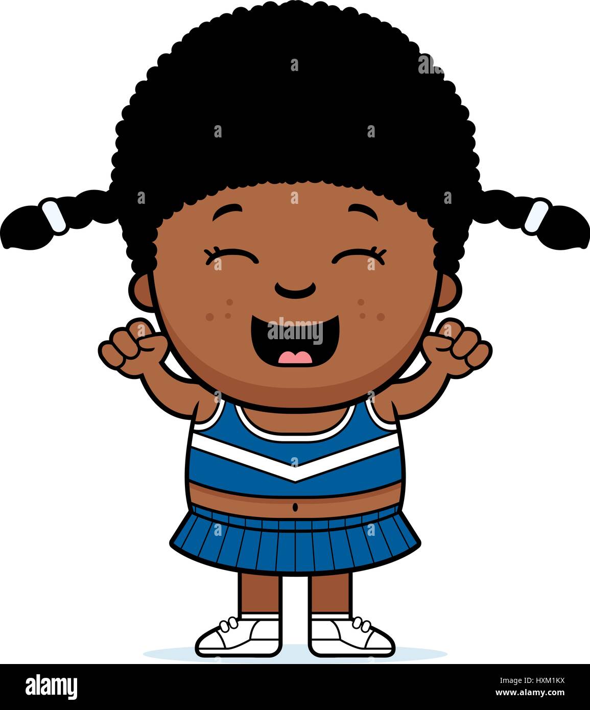 A cartoon illustration of a little cheerleader cheering Stock Vector ...