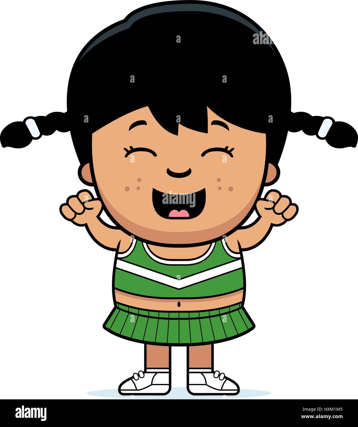 A cartoon illustration of a little cheerleader cheering Stock Vector ...