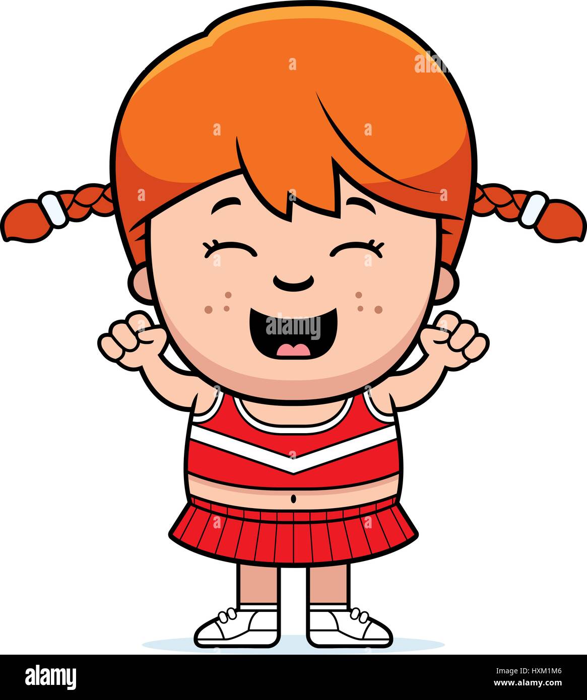 A cartoon illustration of a little cheerleader cheering Stock Vector ...