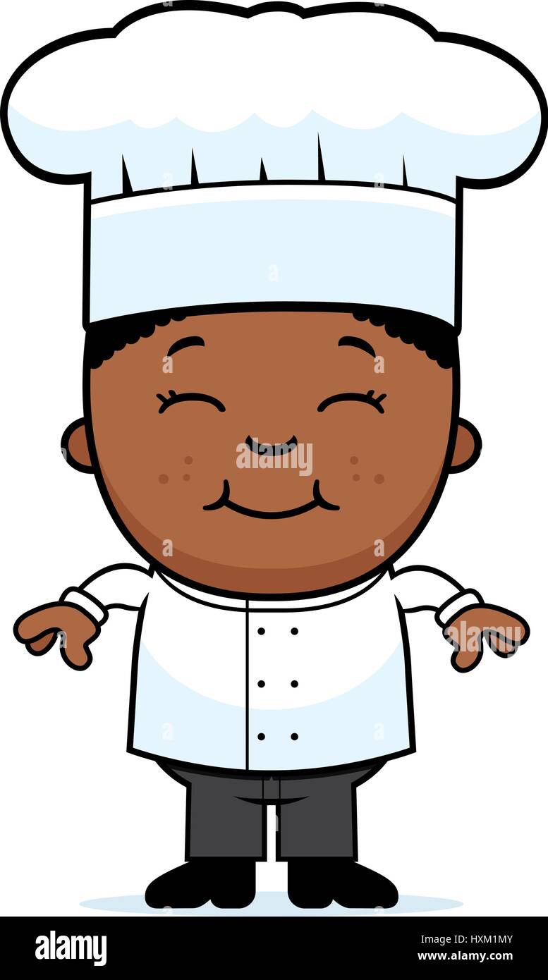 A cartoon illustration of a boy chef standing and smiling Stock Vector ...