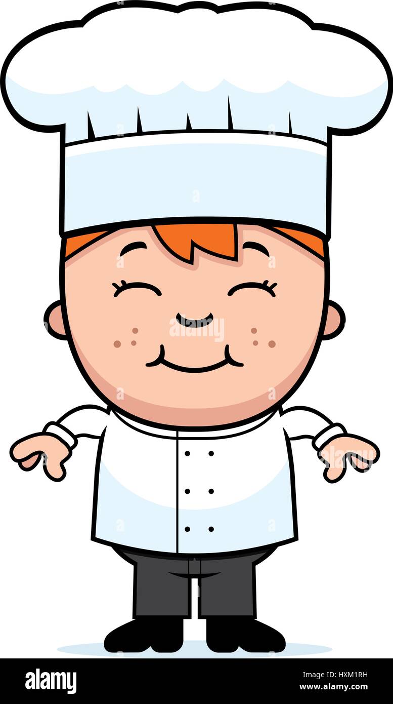 A cartoon illustration of a boy chef standing and smiling Stock Vector ...