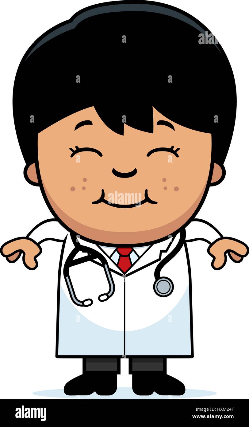 A cartoon illustration of a child doctor smiling Stock Vector Image ...