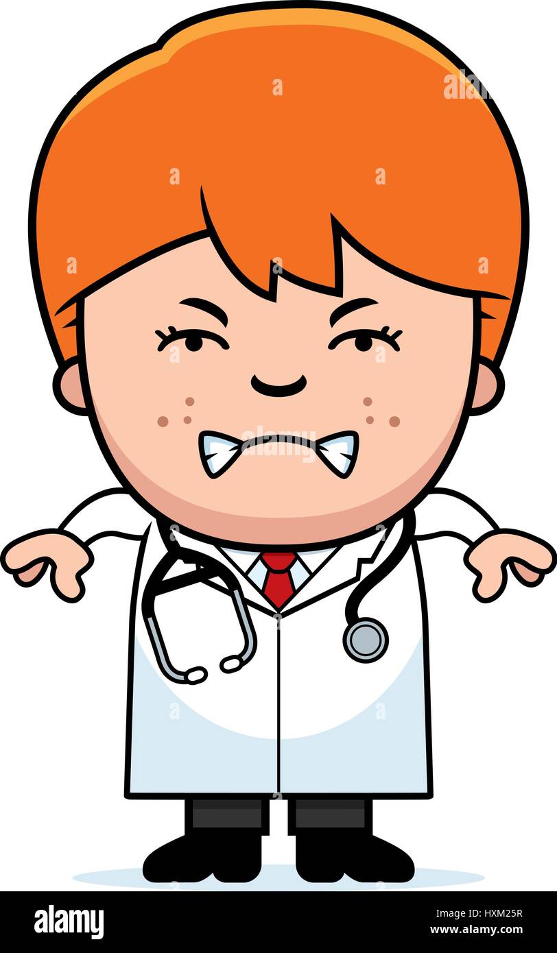 A cartoon illustration of a child doctor looking angry Stock Vector ...