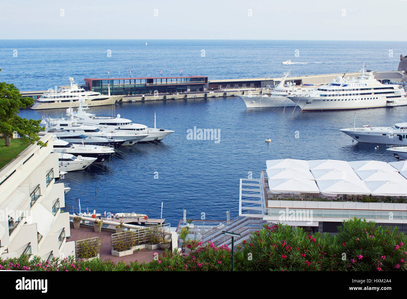 Monaco, Monte-Carlo: top view of the city with the harbor bay, luxury ...