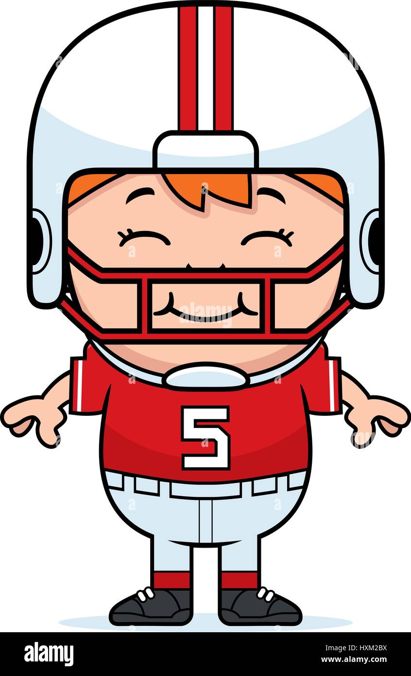 A cartoon illustration of a pee wee football player smiling Stock ...