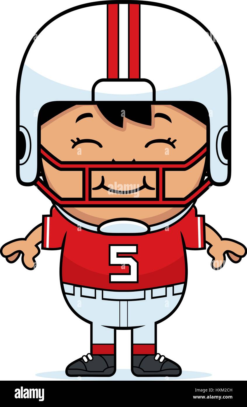 A cartoon illustration of a pee wee football player smiling Stock ...
