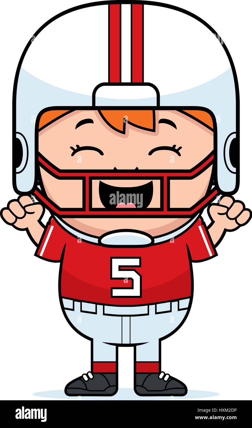 A cartoon illustration of a pee wee football player celebrating Stock ...