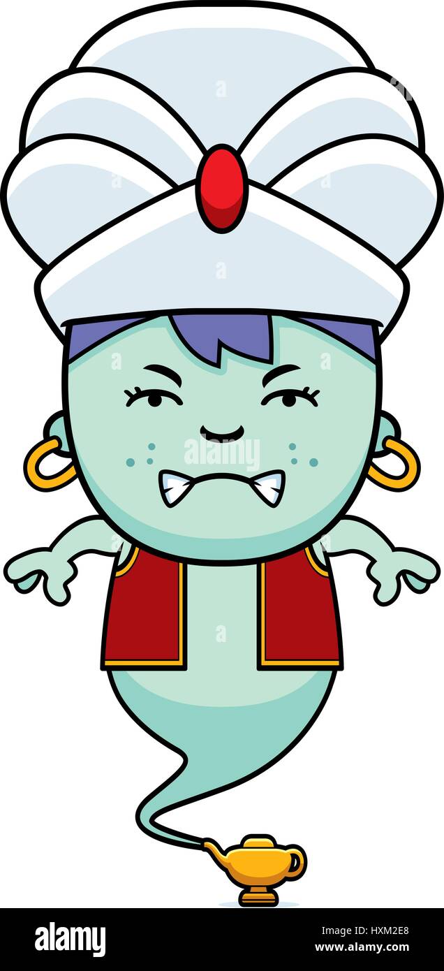 A cartoon illustration of a little genie looking angry Stock Vector ...