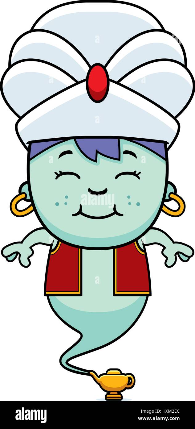 A cartoon illustration of a little genie smiling Stock Vector Image ...