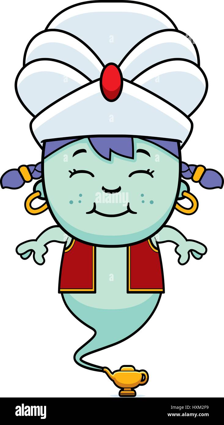 A cartoon illustration of a little genie smiling Stock Vector Image ...