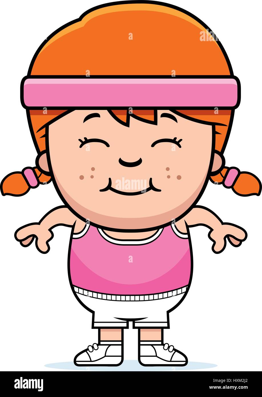 A cartoon illustration of an exercising child smiling Stock Vector ...