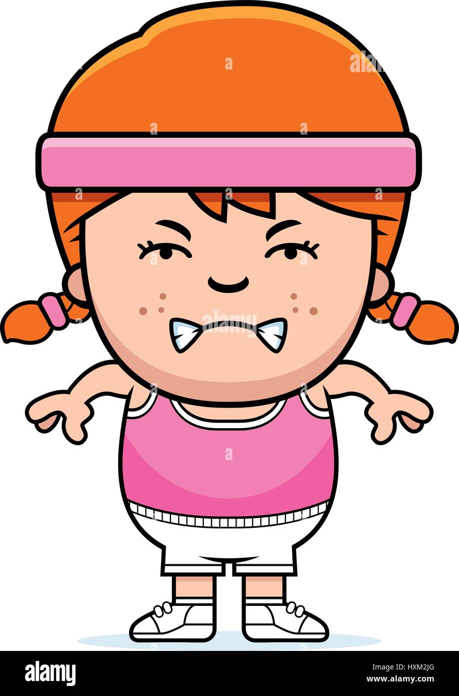 A cartoon illustration of an exercising child looking angry Stock ...