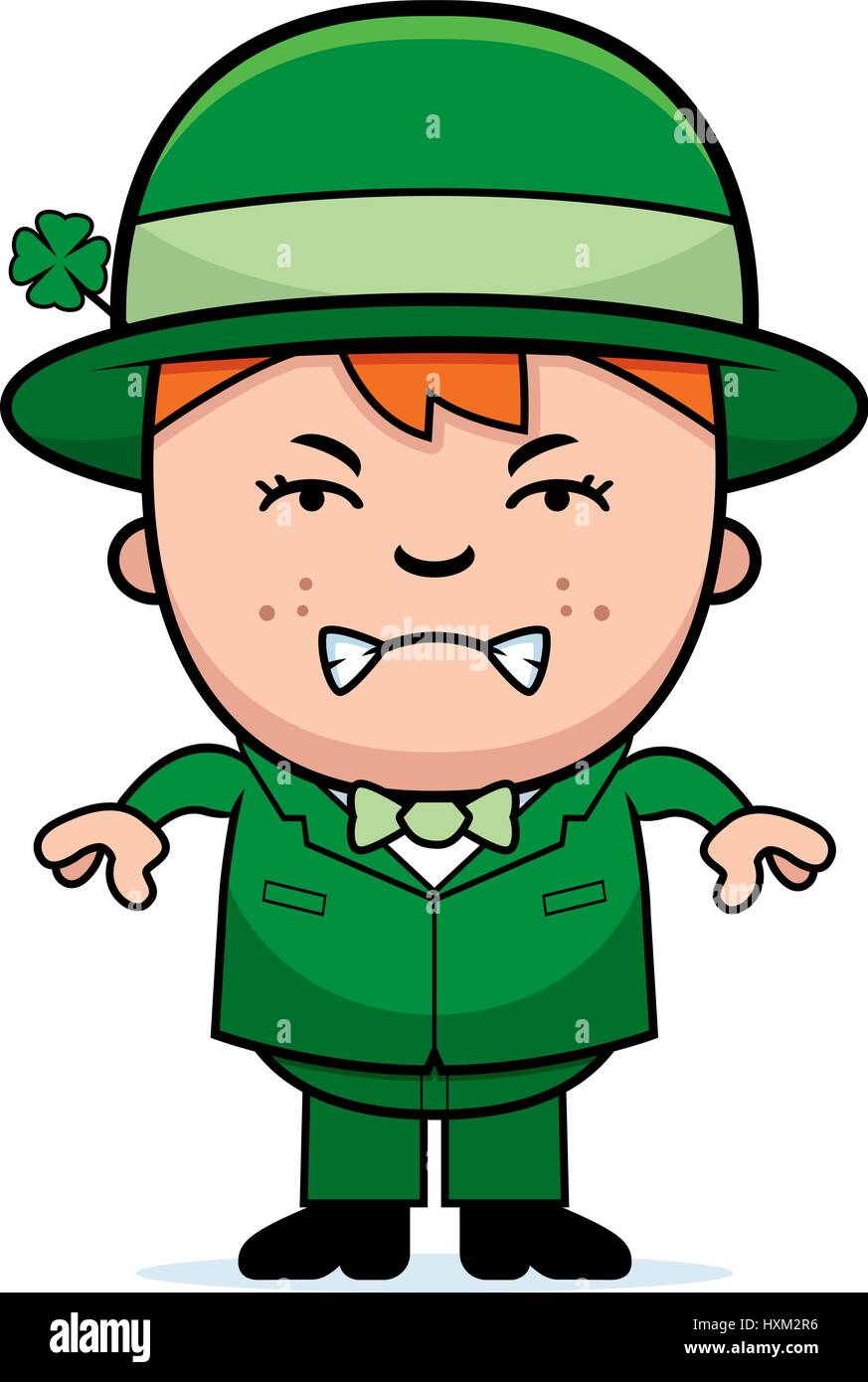 A cartoon illustration of a boy leprechaun looking angry Stock Vector ...