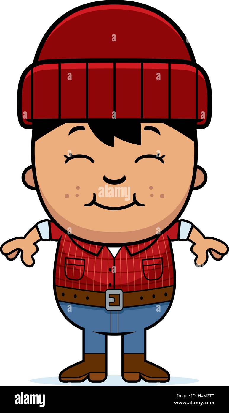 A cartoon illustration of a little lumberjack smiling Stock Vector ...