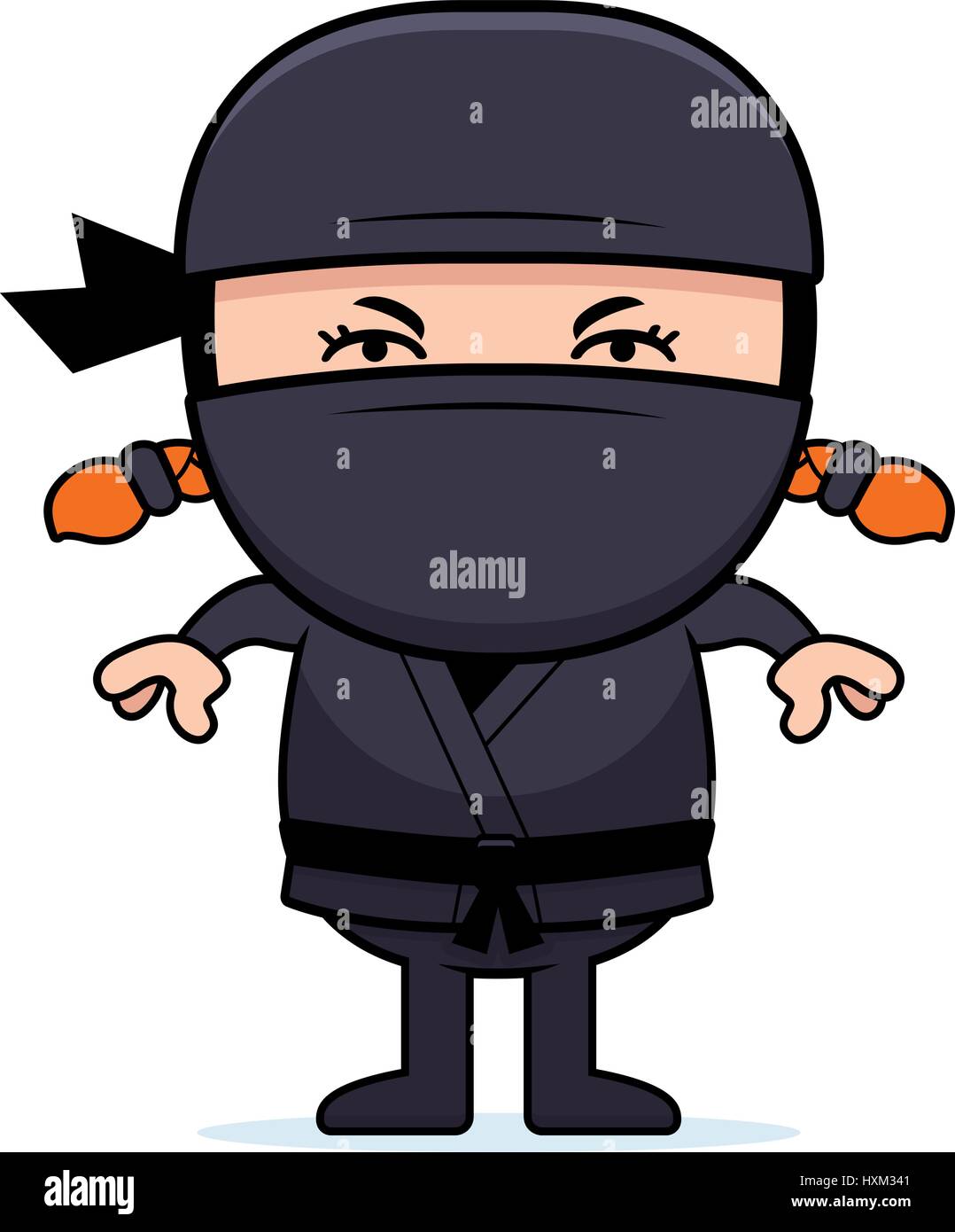 A cartoon illustration of a little ninja looking angry Stock Vector ...