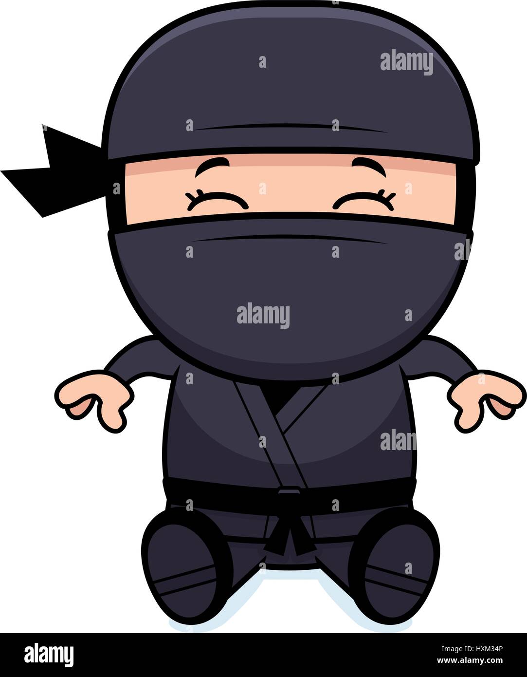 A cartoon illustration of a little ninja sitting Stock Vector Image ...