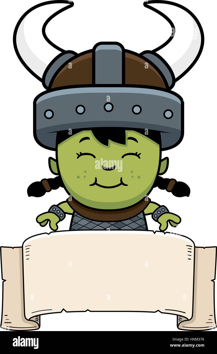 A cartoon illustration of an orc child with a banner Stock Vector Image ...