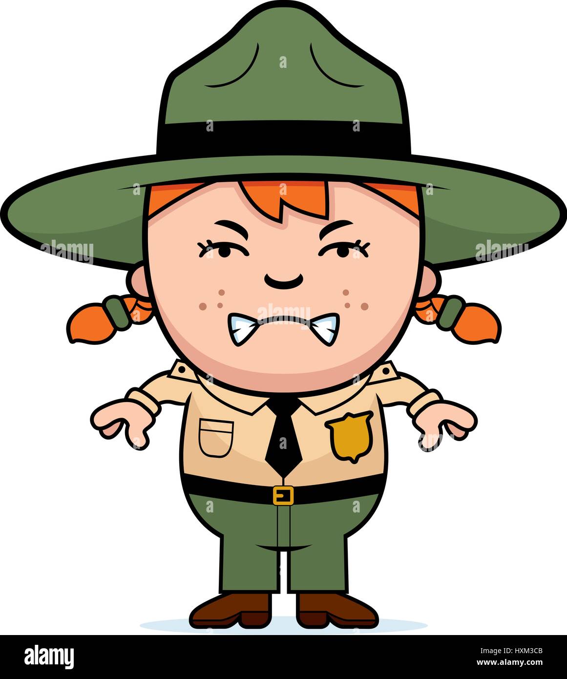 A cartoon illustration of a girl park ranger looking angry Stock Vector ...