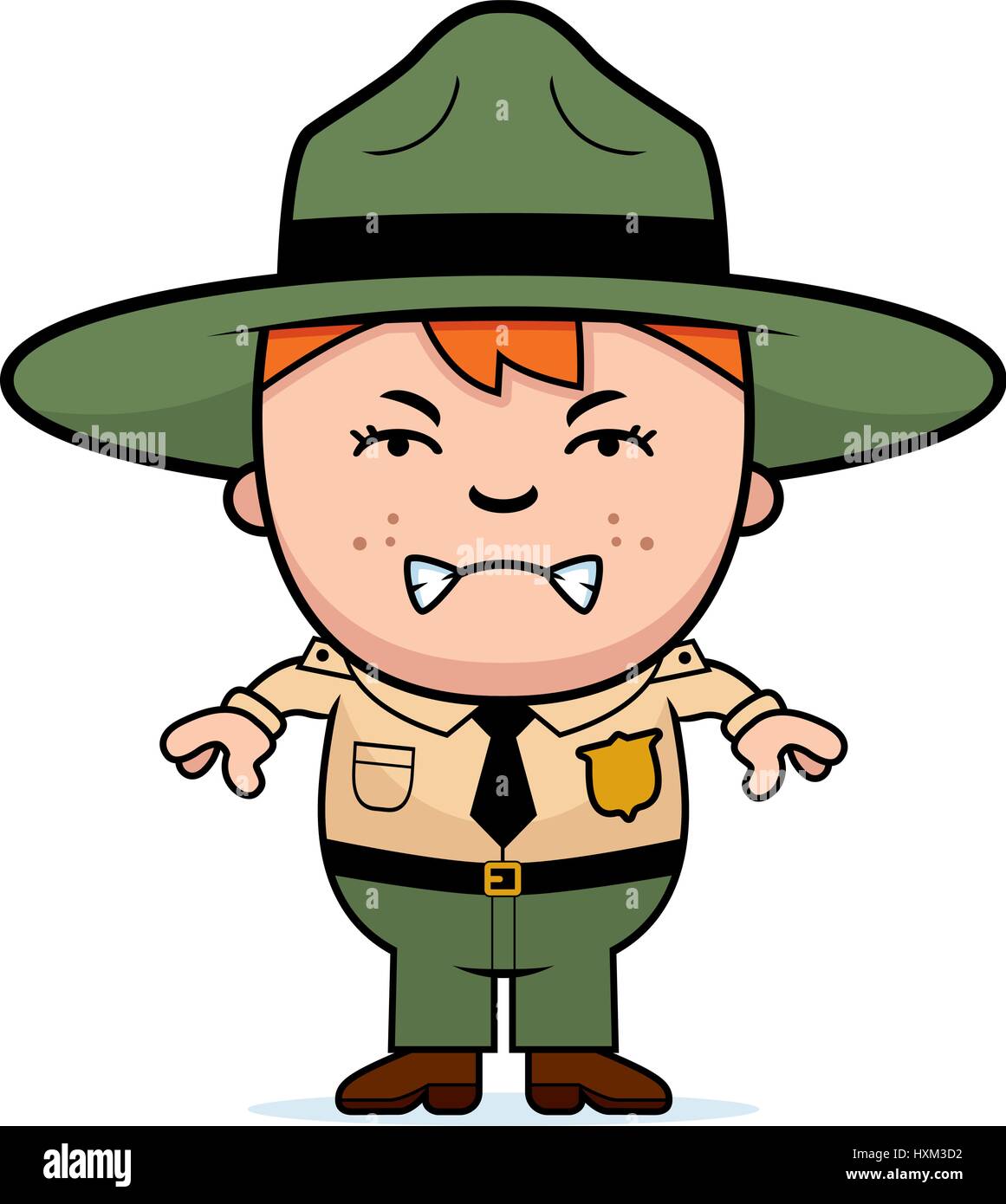 A cartoon illustration of a boy park ranger looking angry Stock Vector ...