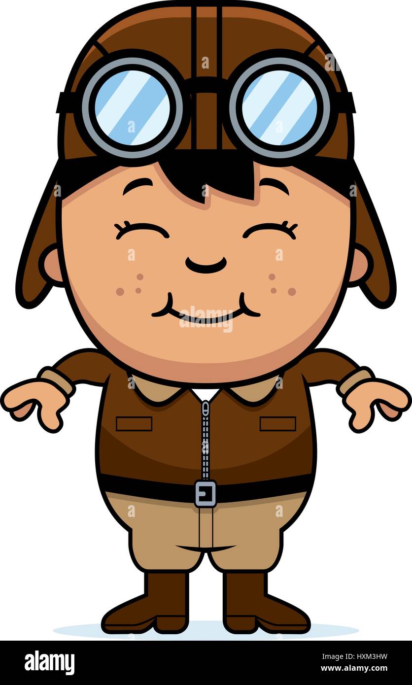A cartoon illustration of a child pilot smiling Stock Vector Image ...