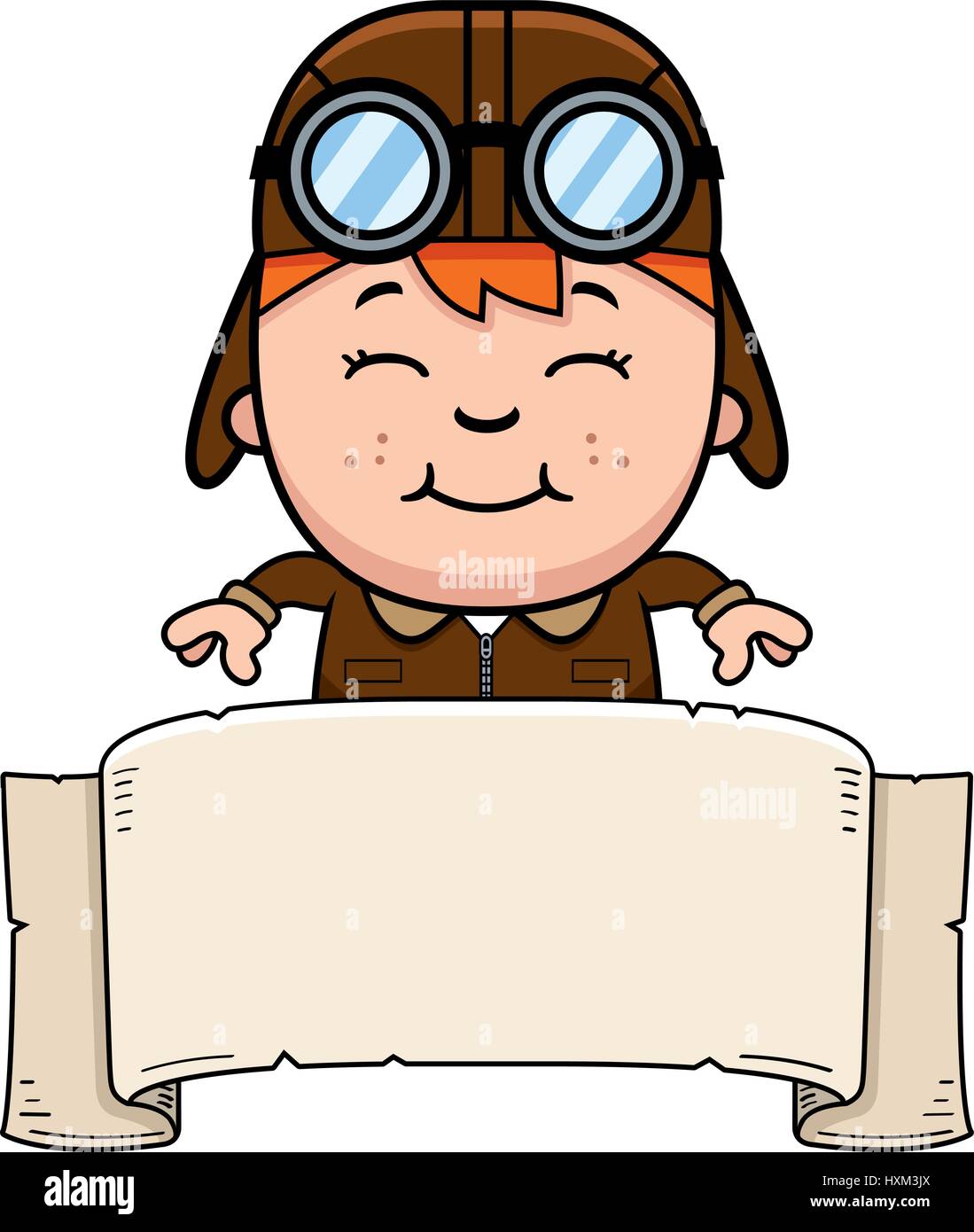 A cartoon illustration of a child pilot with a banner Stock Vector ...