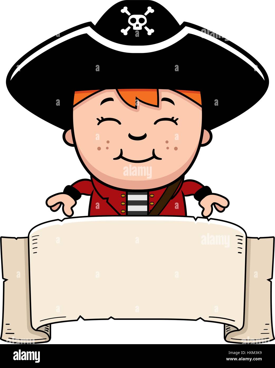 A cartoon illustration of a pirate boy with a sign Stock Vector Image ...