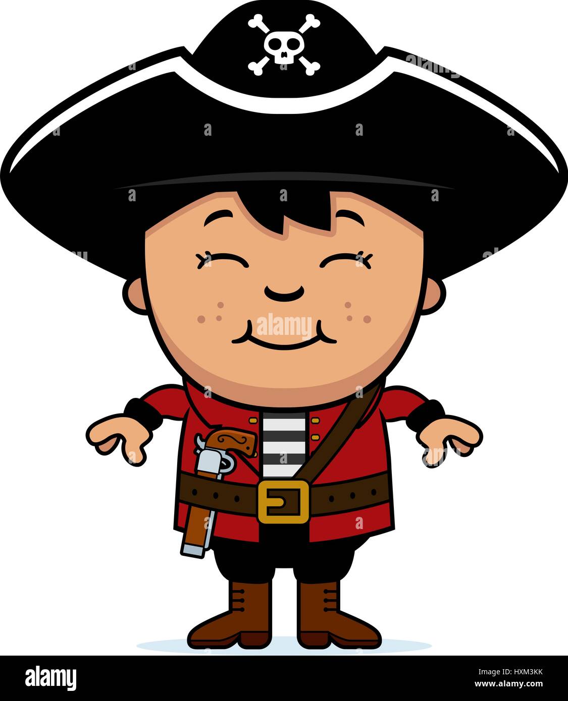 A cartoon illustration of a pirate child standing and smiling Stock ...