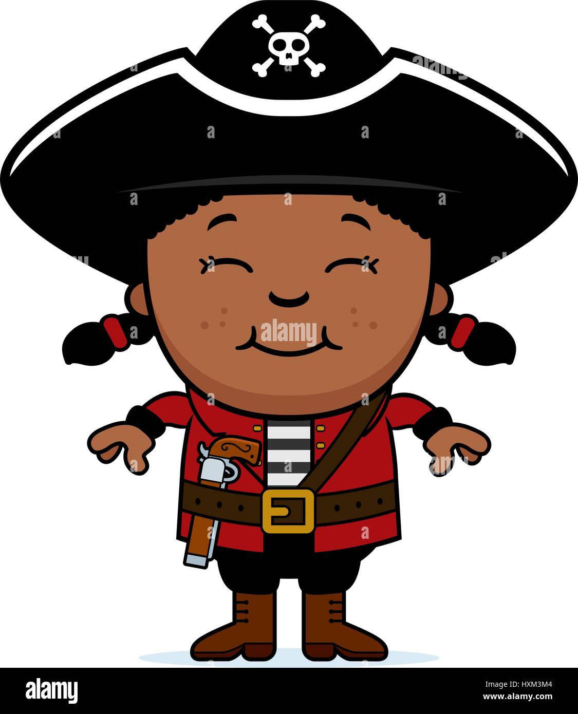 A cartoon illustration of a pirate girl standing and smiling Stock ...