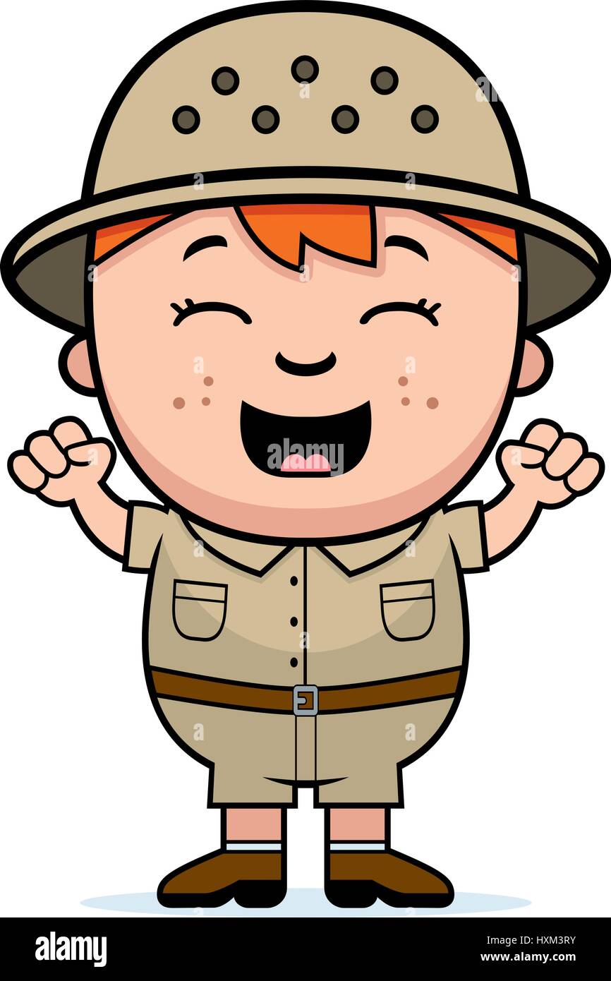 A cartoon illustration of a boy explorer looking excited Stock Vector ...