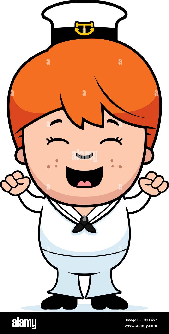 A cartoon illustration of a little sailor celebrating Stock Vector ...