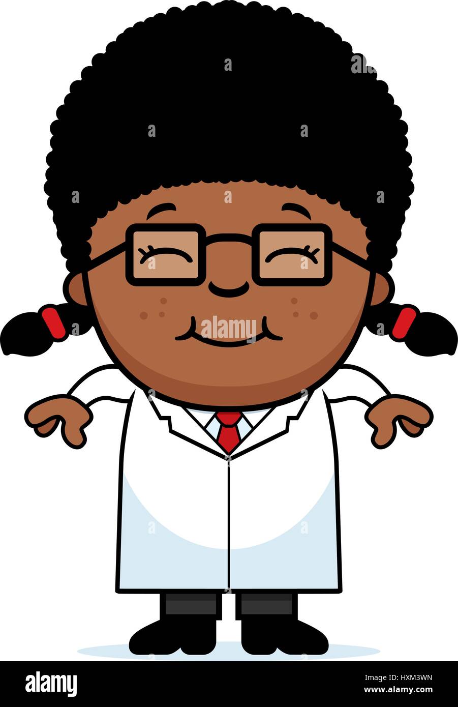 Cartoon illustration little scientist smiling hi-res stock photography ...