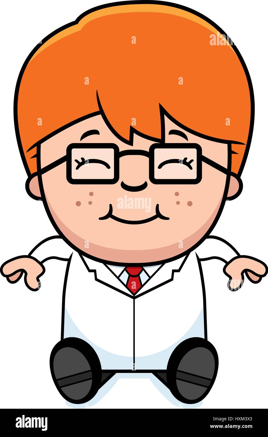 A cartoon illustration of a little scientist sitting Stock Vector Image ...