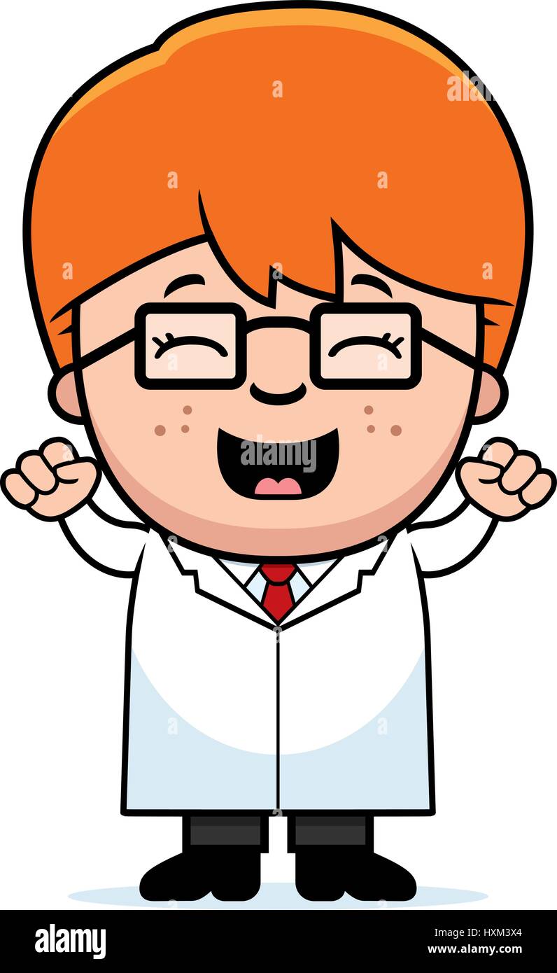 Cartoon illustration little scientist smiling hi-res stock photography ...