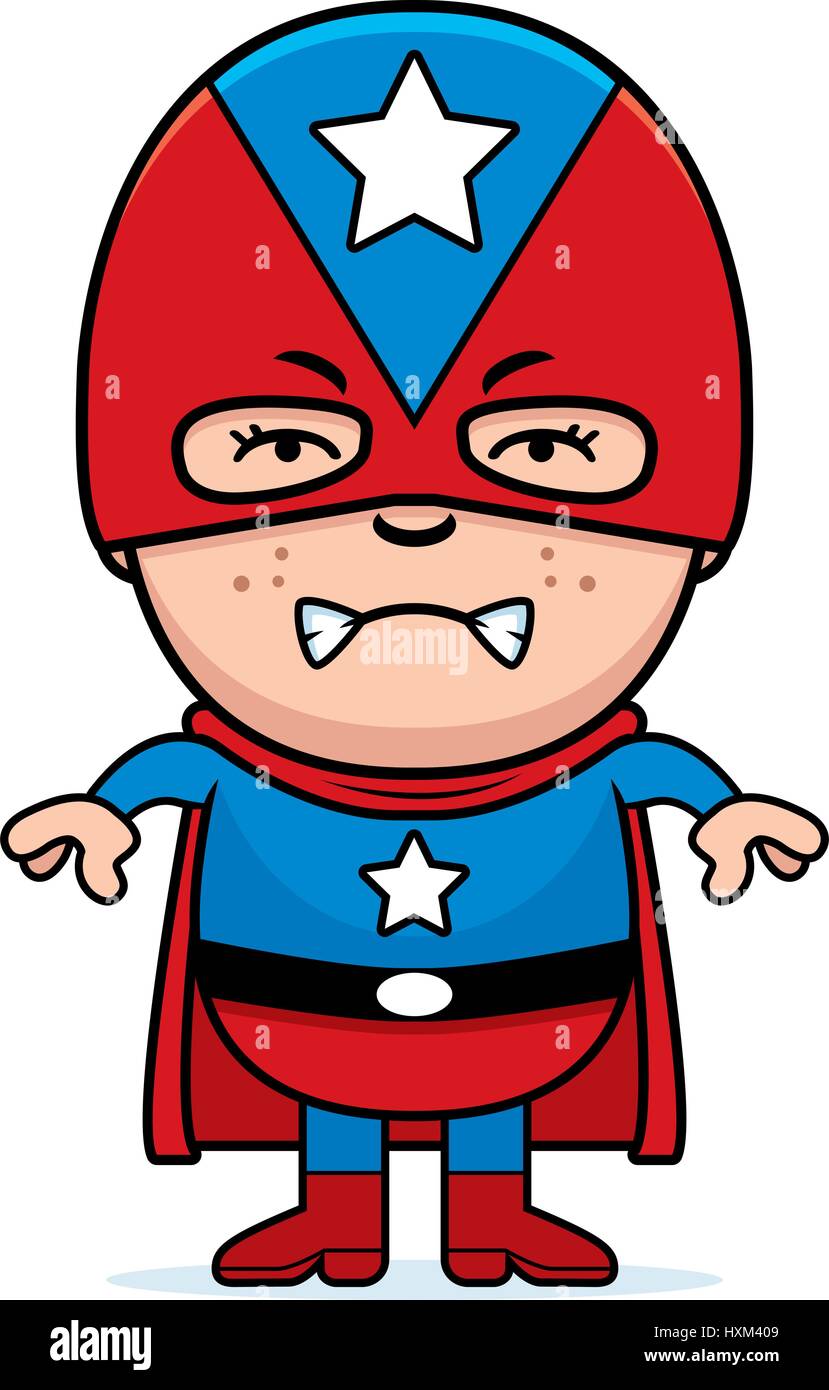 Cartoon illustration superhero looking angry hi-res stock photography ...