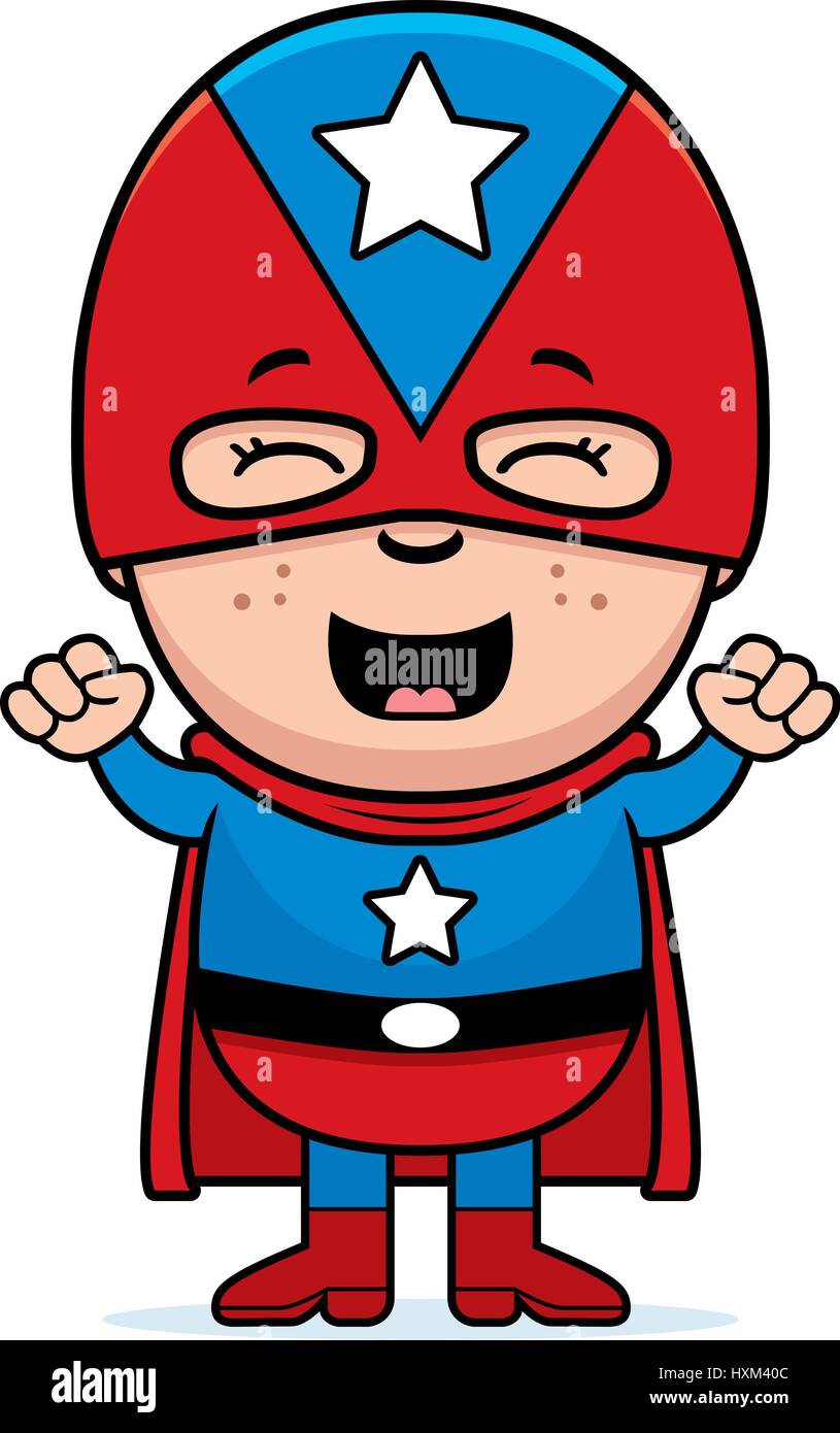 A cartoon illustration of a boy superhero looking excited Stock Vector ...