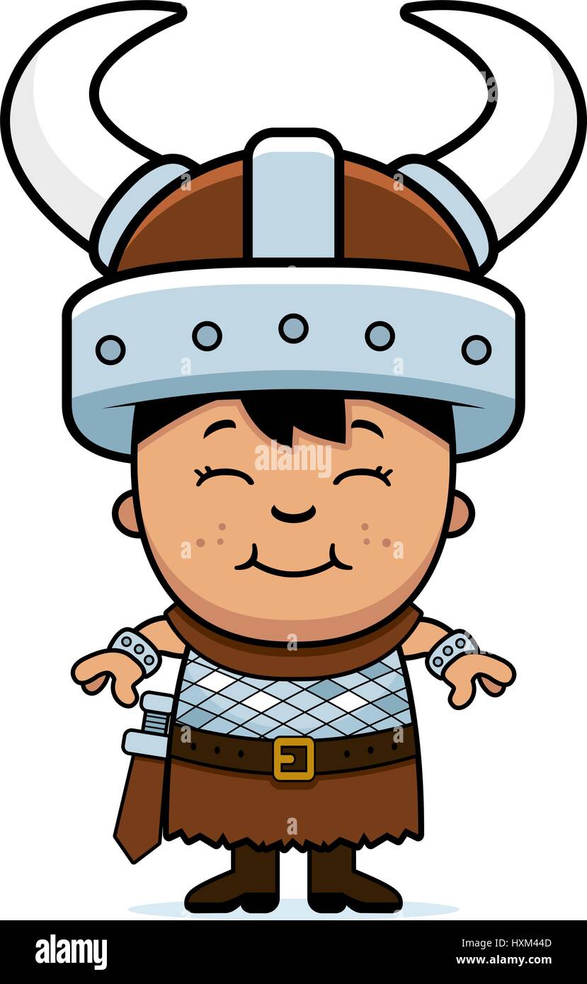 A cartoon illustration of a boy barbarian standing and smiling Stock ...