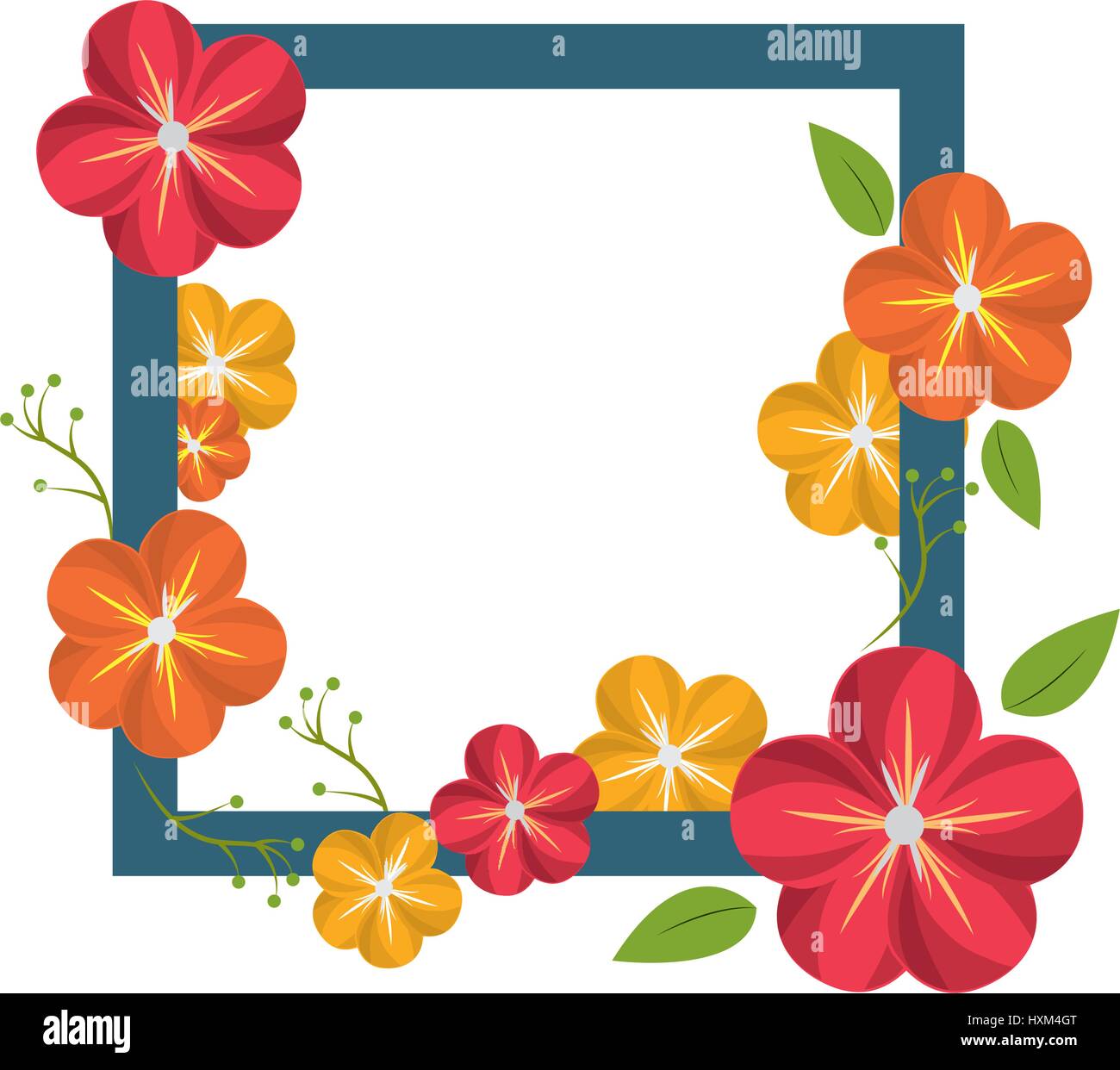 square border with flowers decoration Stock Vector Image & Art - Alamy