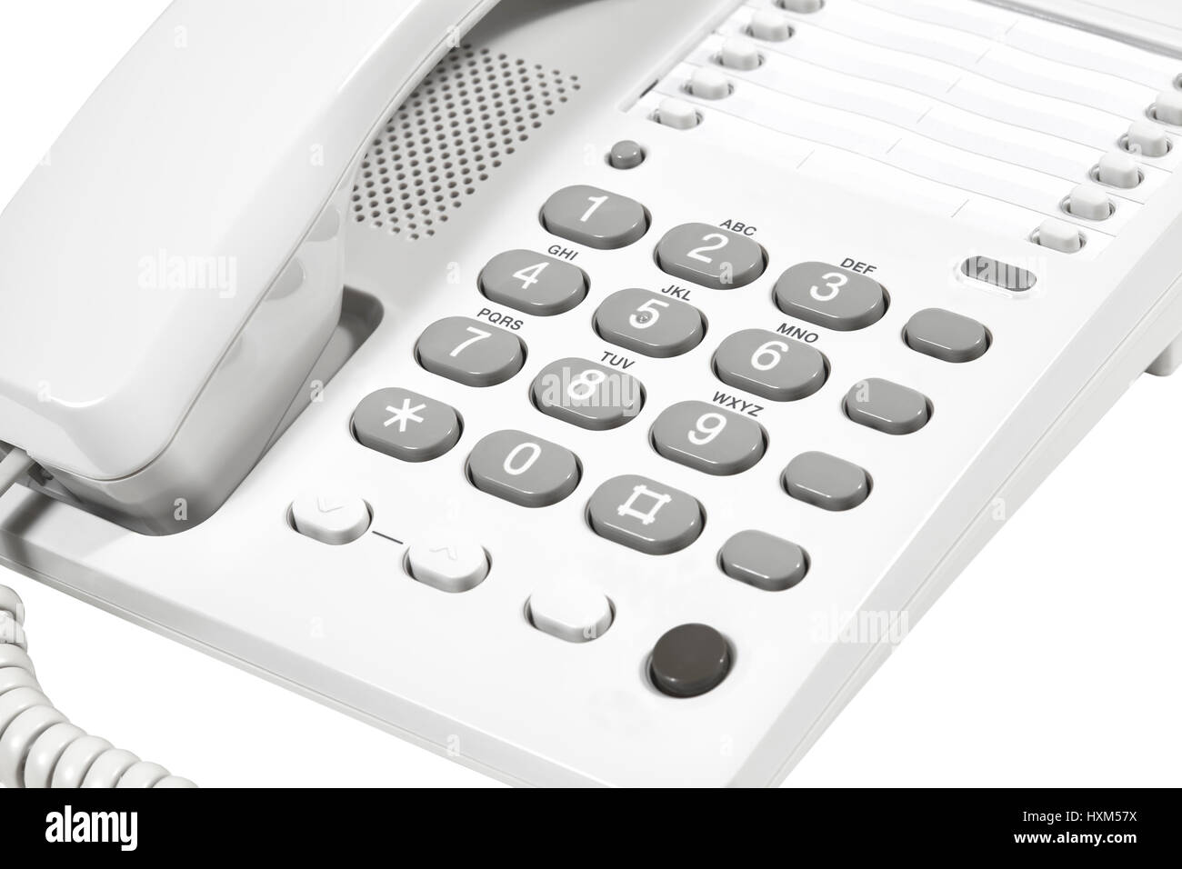 Close up of buttons on a landline phone isolated on white Stock Photo ...