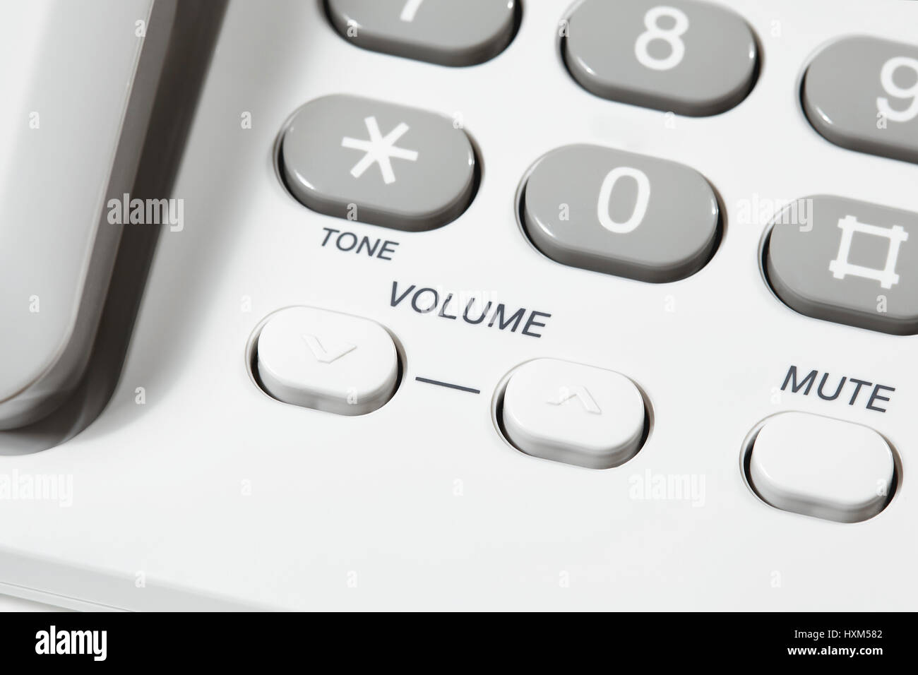 Close up of volume and mute buttons on a landline phone Stock Photo - Alamy