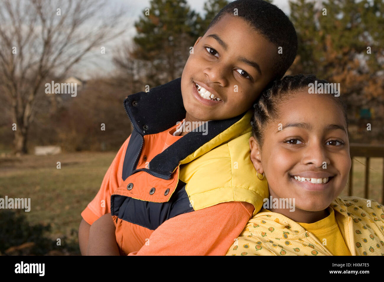 Portrait of a Happy African American brother and sister Stock Photo - Alamy