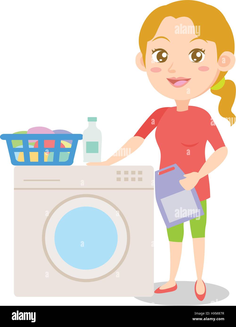 Child girl washing machine Stock Vector Images - Alamy