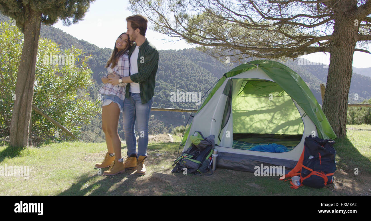 Cheerful young couple tent hi-res stock photography and images - Alamy